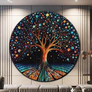 Tree of Life UV Printed Round Tempered Glass, Glass Printing, Circle ...