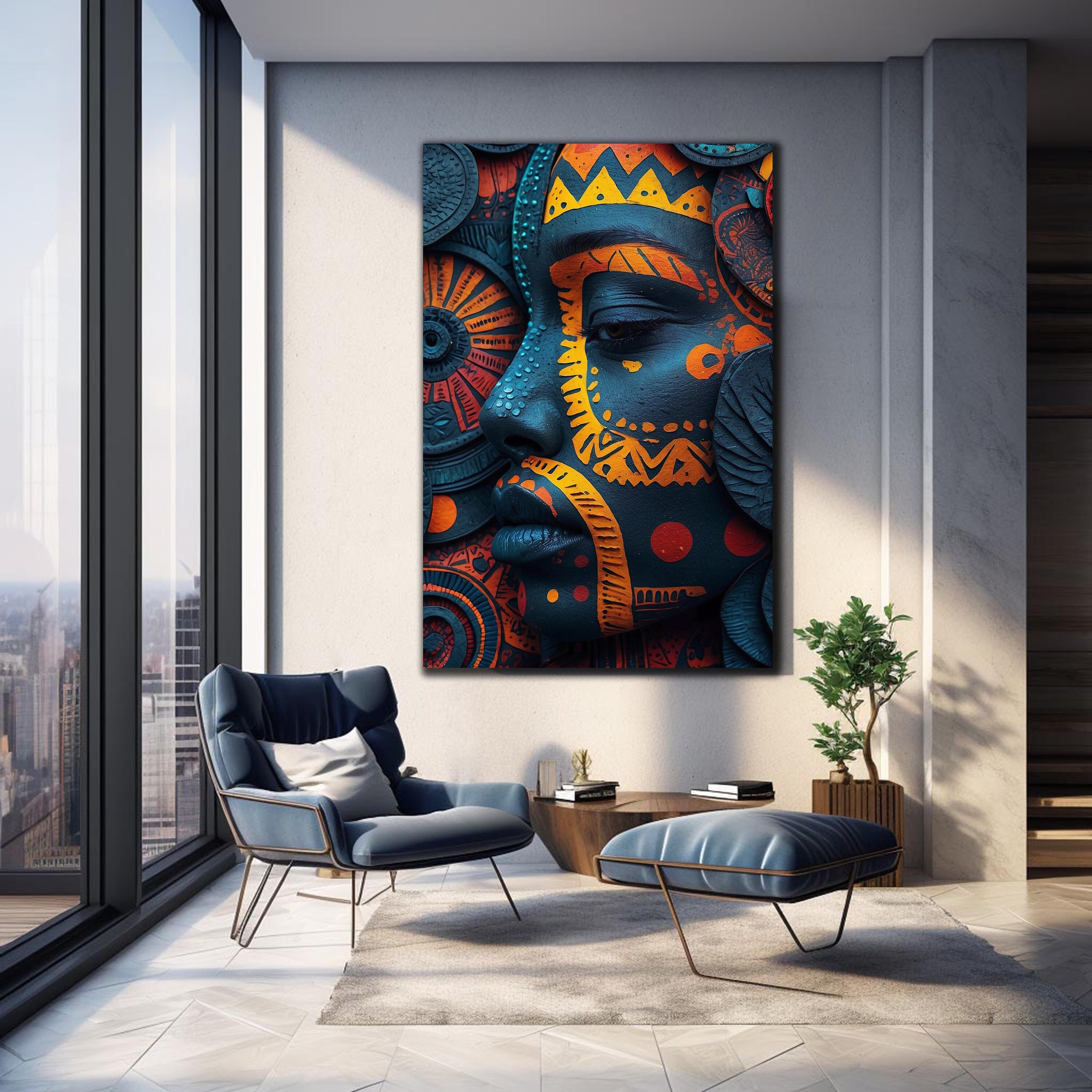 Tempered Glass Wall Art,abstract African Wall Art, Glass Printing,large ...