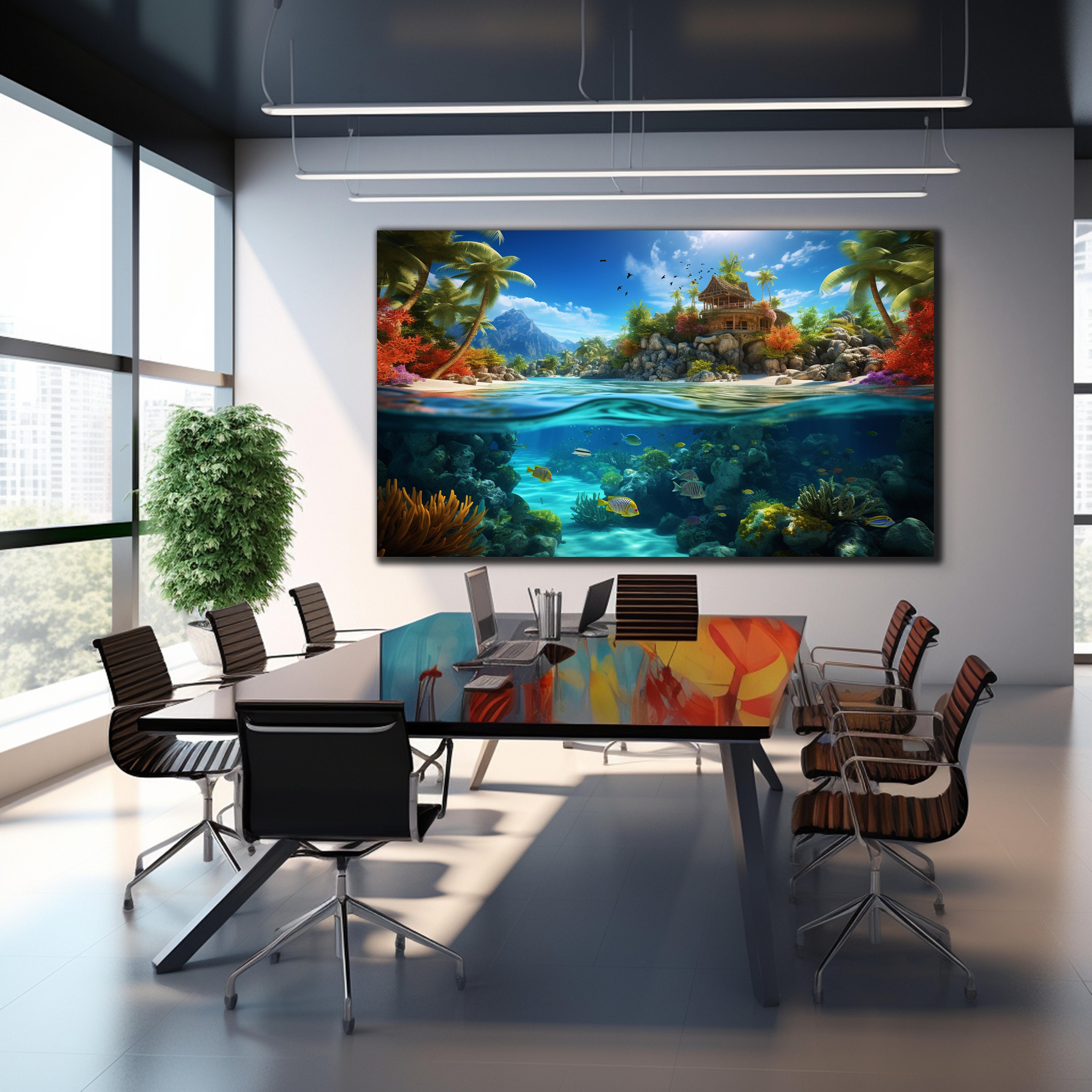 Tempered Glass Wall Art, Tropical Beach Wall Art, Sea Shells Wall Art ...