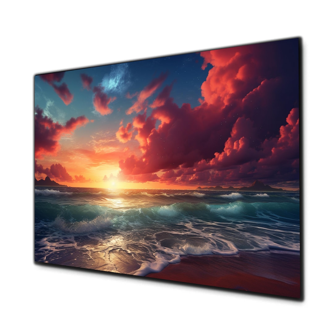 Sunset Wall Decor, Tempered Glass Wall Art, Panoramic Wall Decor, Large ...