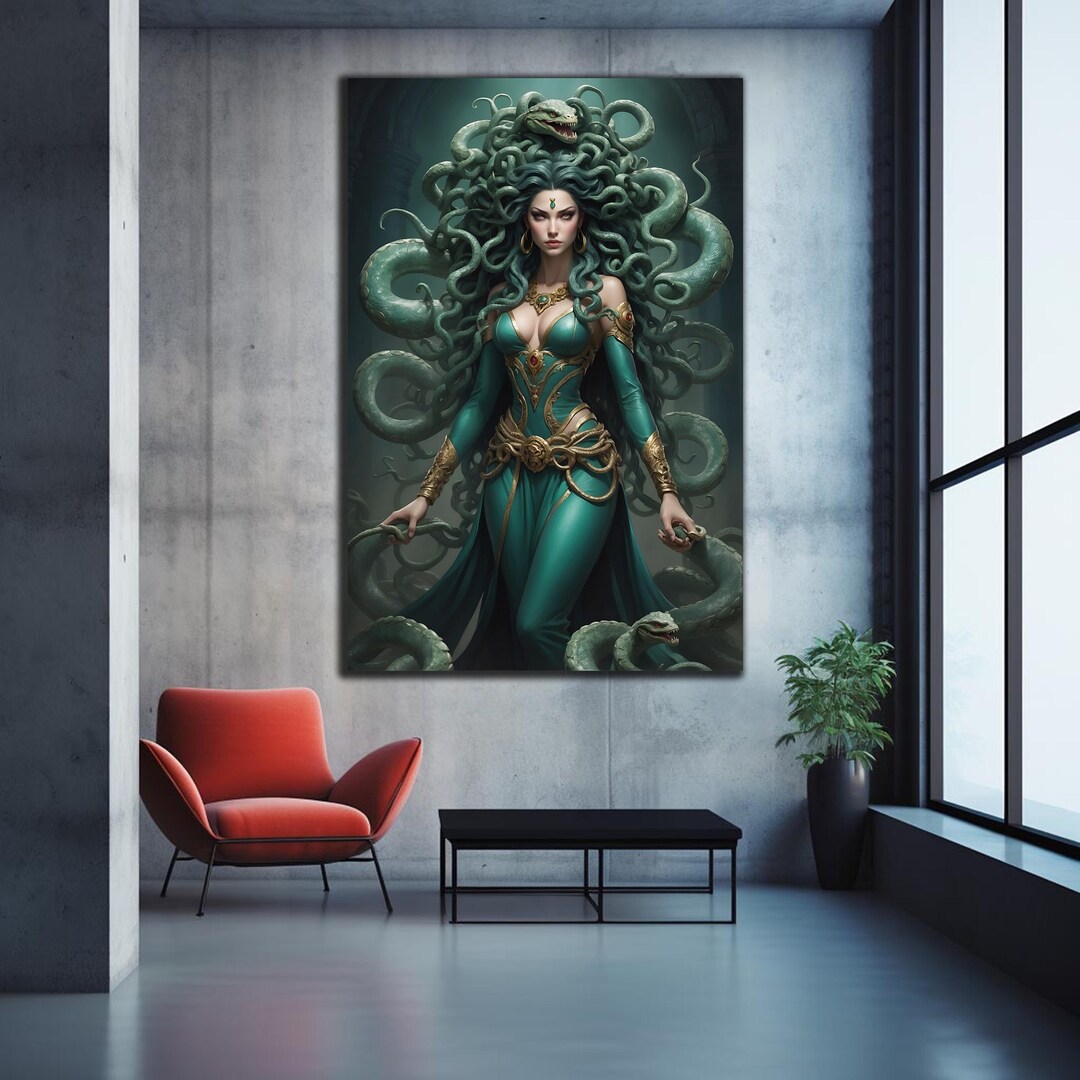 Tempered Glass Wall Art, Medusa Wall Decor, Large Glass Wall Art, Glass ...