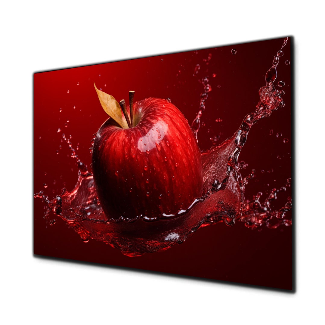 Red Apple Tempered Glass Wall Art, Glass Printing, Large Wall Art, Wall ...