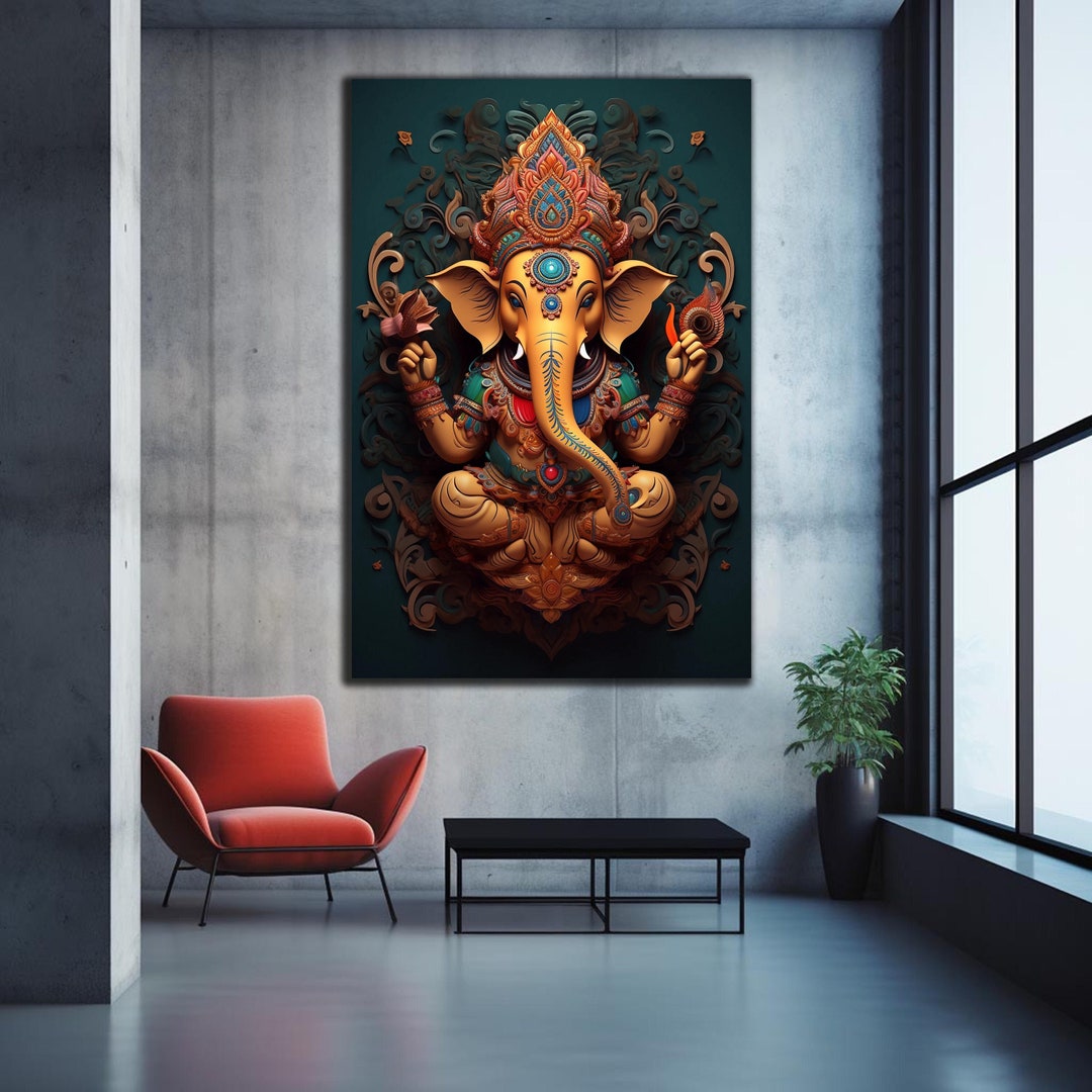 Ganesh Wall Art, Tempered Glass Wall Art, Glass Printing, Glass Large ...