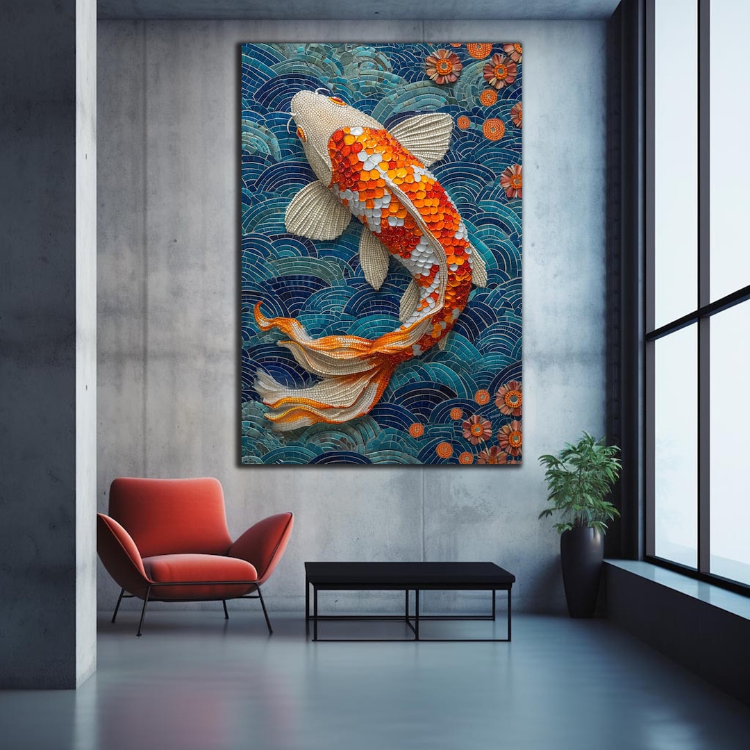 Koi Fish Wall Art, Tempered Glass Wall Art, Glass Printing, Koi Fish ...