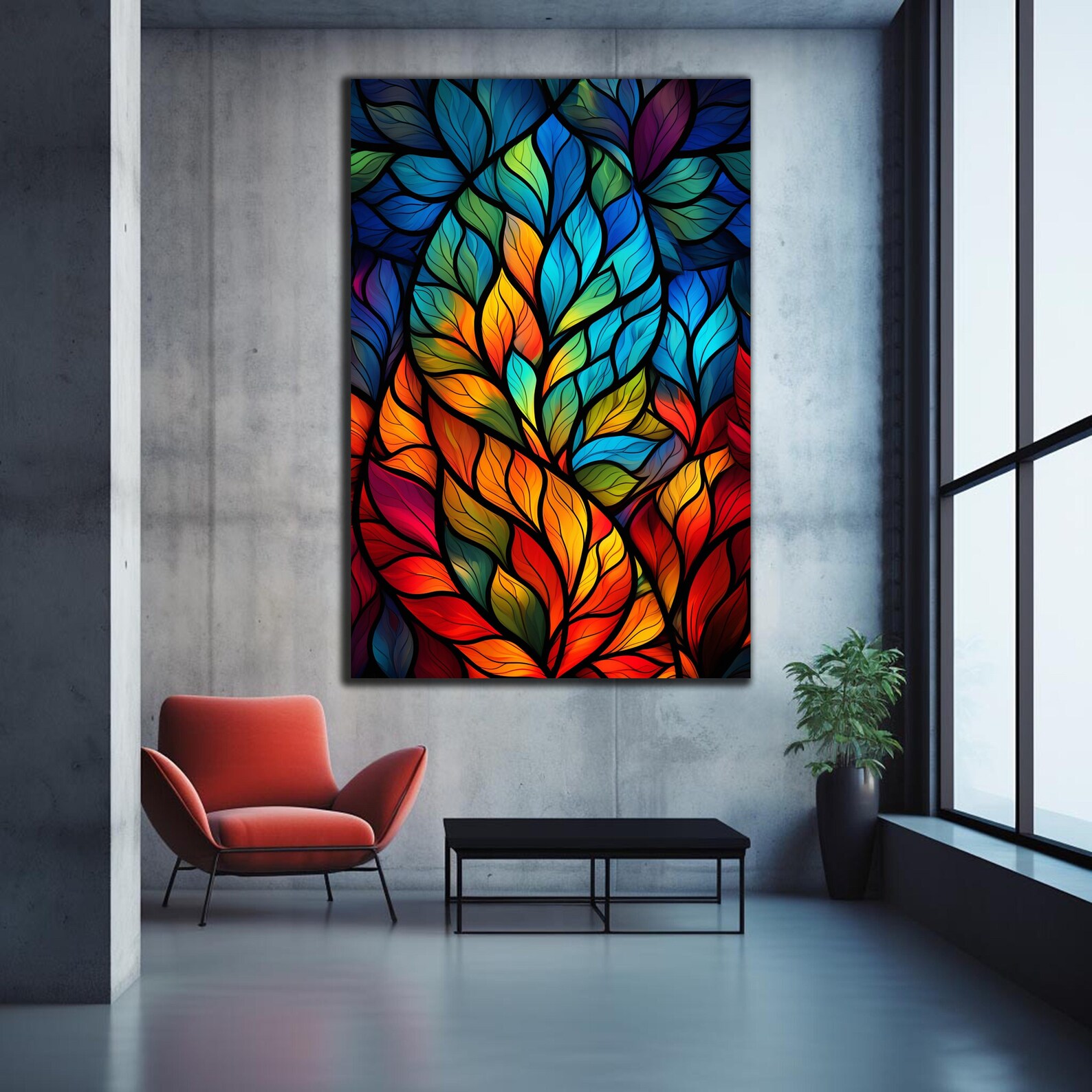 Stained Glass Flower, Tempered Glass Wall Art, Glass Printing, Large ...
