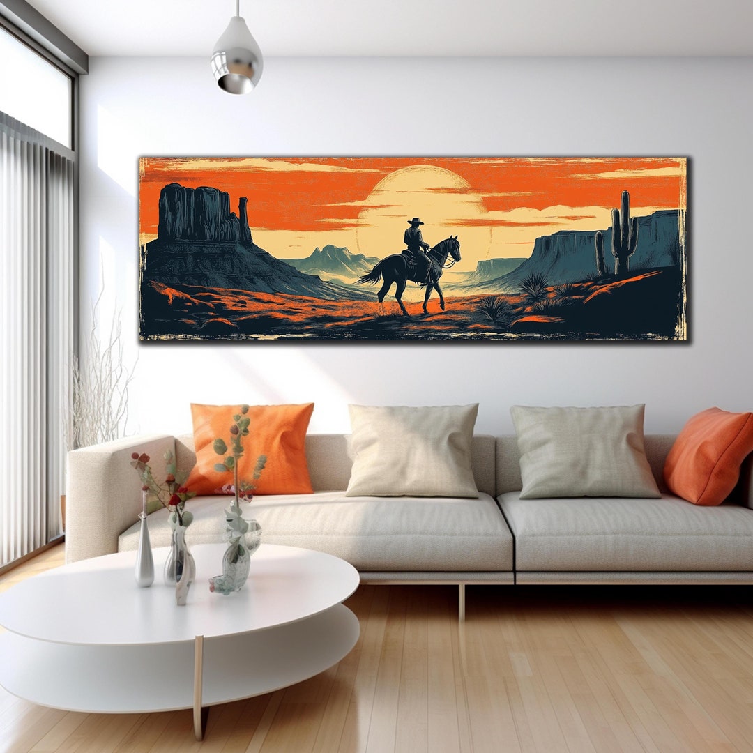 Arizona Desert Wall Art, Cowboy Wall Art, Tempered Glass Wall Art ...
