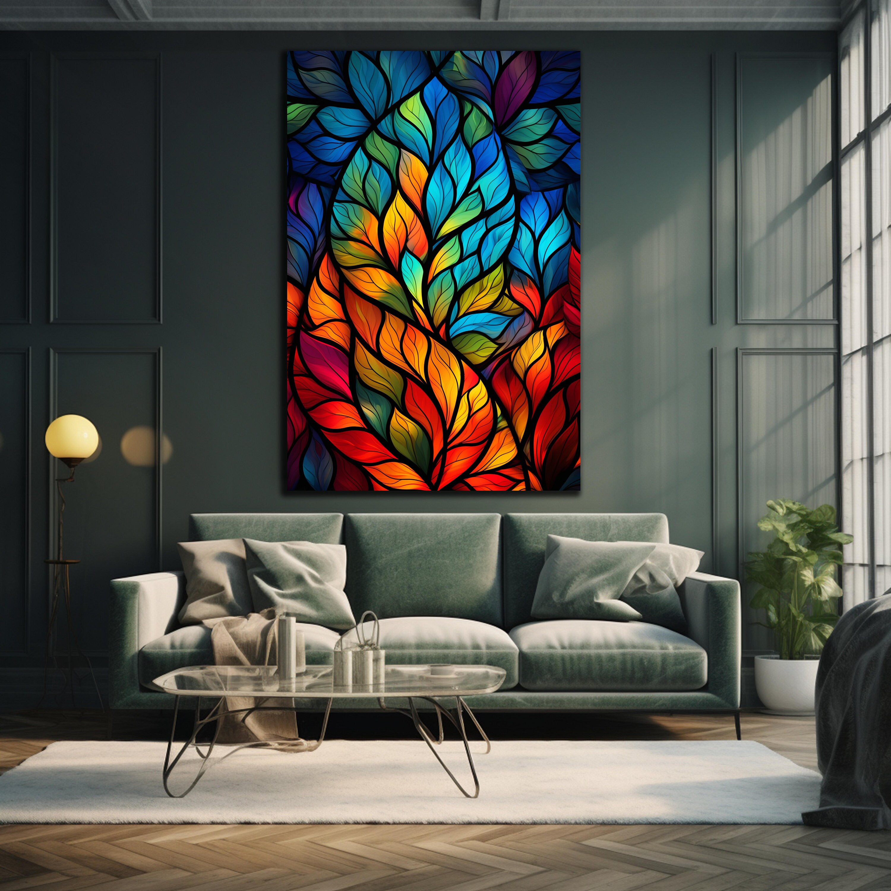 Stained Glass Flower, Tempered Glass Wall Art, Glass Printing, Large ...