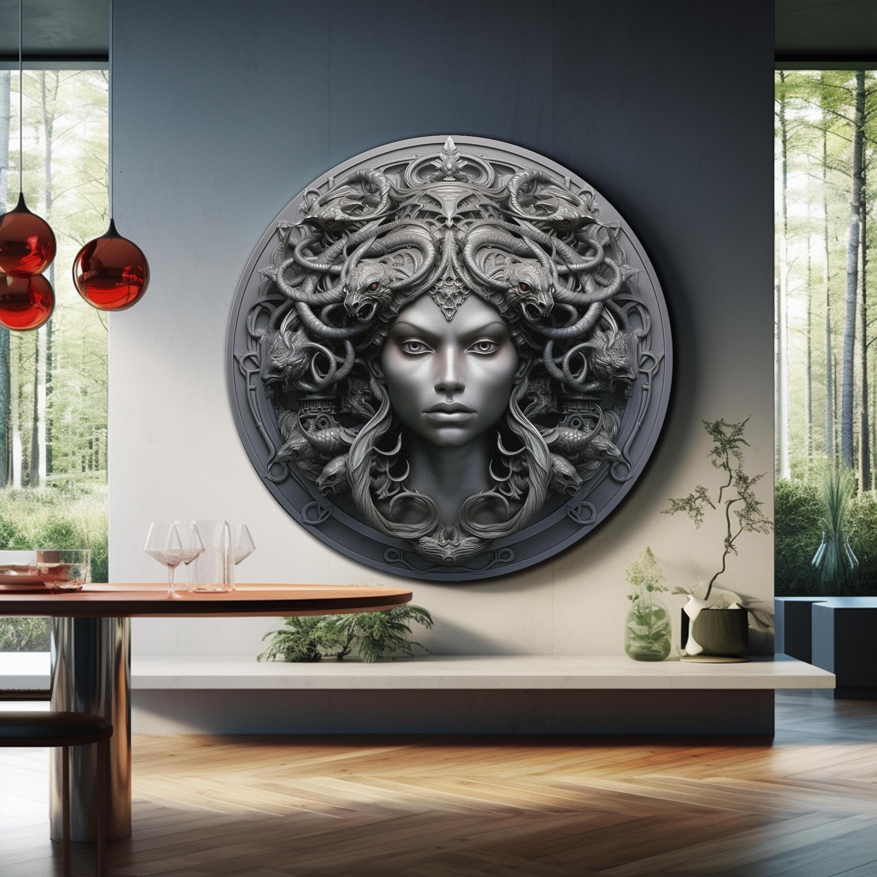 Medusa Wall Decor, Tempered Glass Wall Art, Large Wall Art,round Glass ...