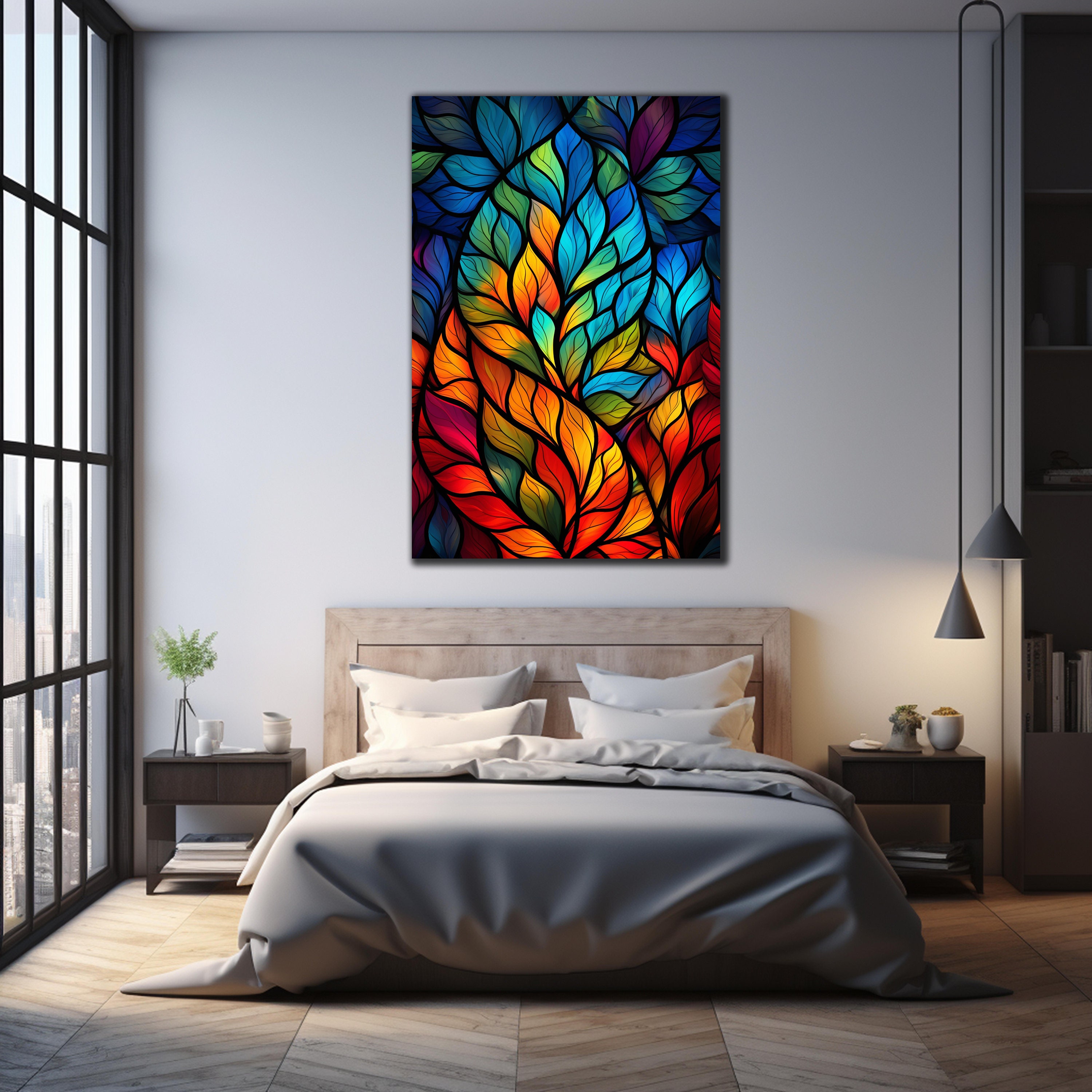 Stained Glass Flower, Tempered Glass Wall Art, Glass Printing, Large ...