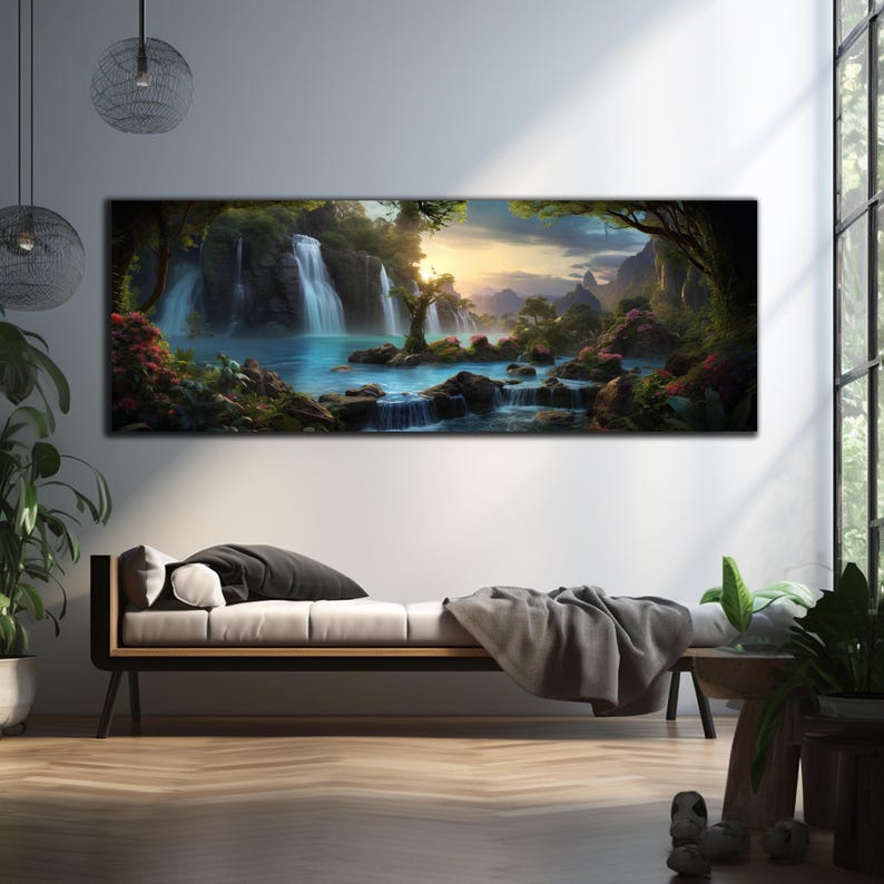 Waterfall Wall Art, Landscape Wall Art,tempered Glass Wall Art, Glass ...