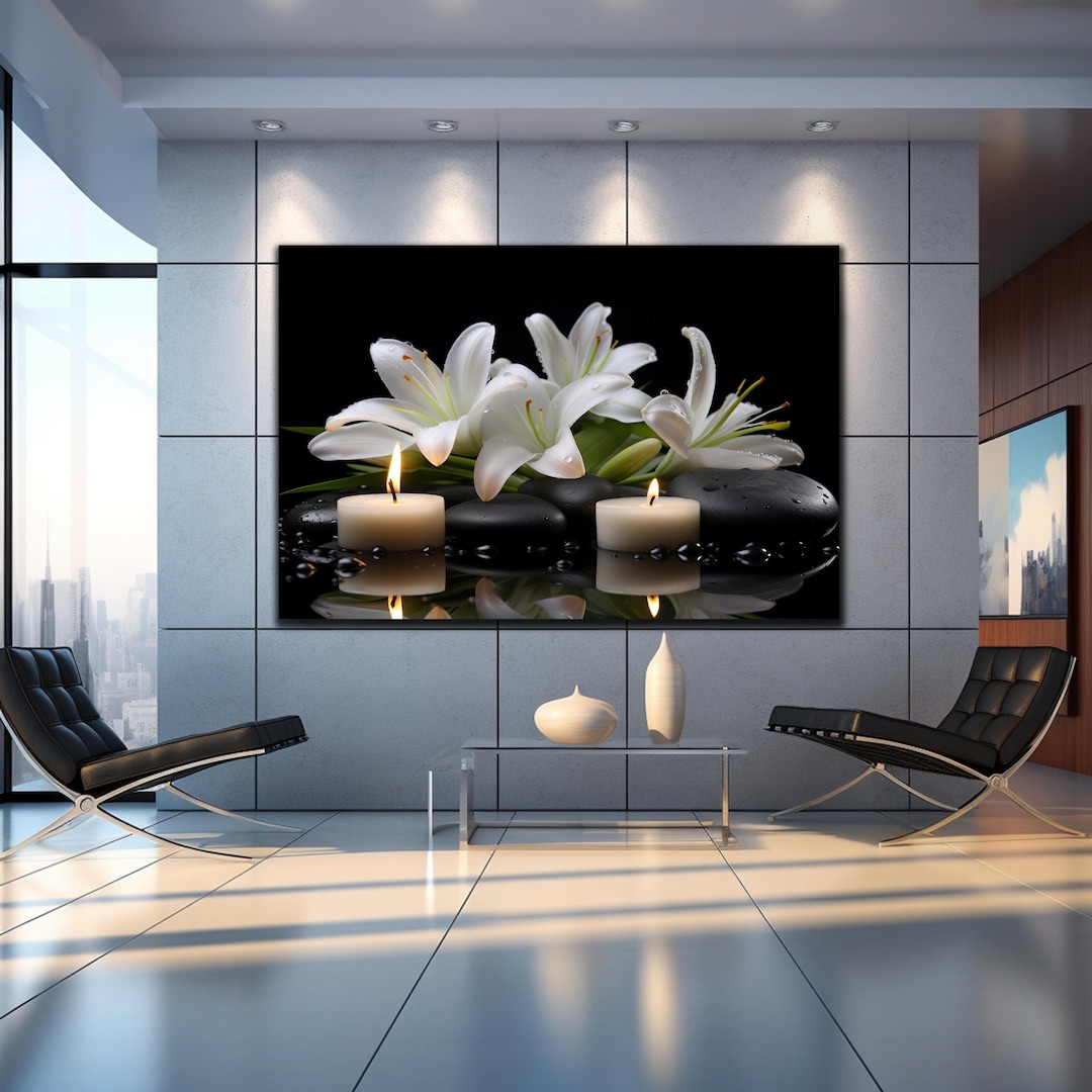 Lily Flower Wall Art, Tempered Glass Wall Art, Glass Printing, Large ...