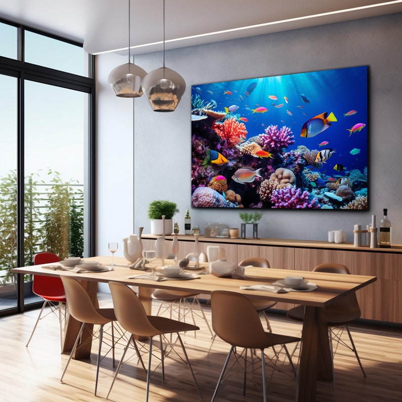 Aquarium Wall Decor, Tempered Glass Under Sea Wall Art, Glass Printing ...