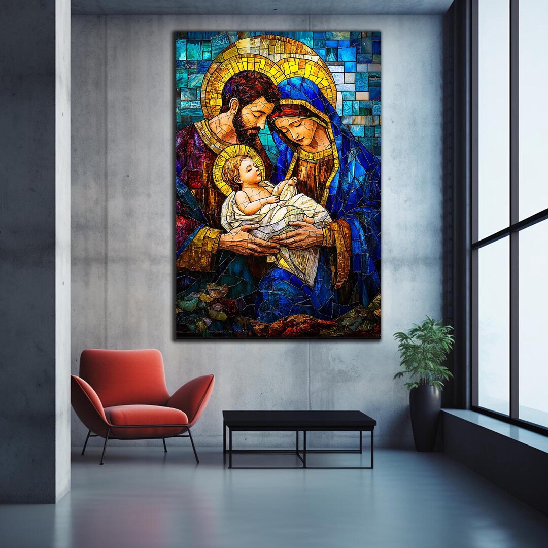 Christmas Nativity Wall Art, Tempered Glass Wall Art, Holy Family Wall ...