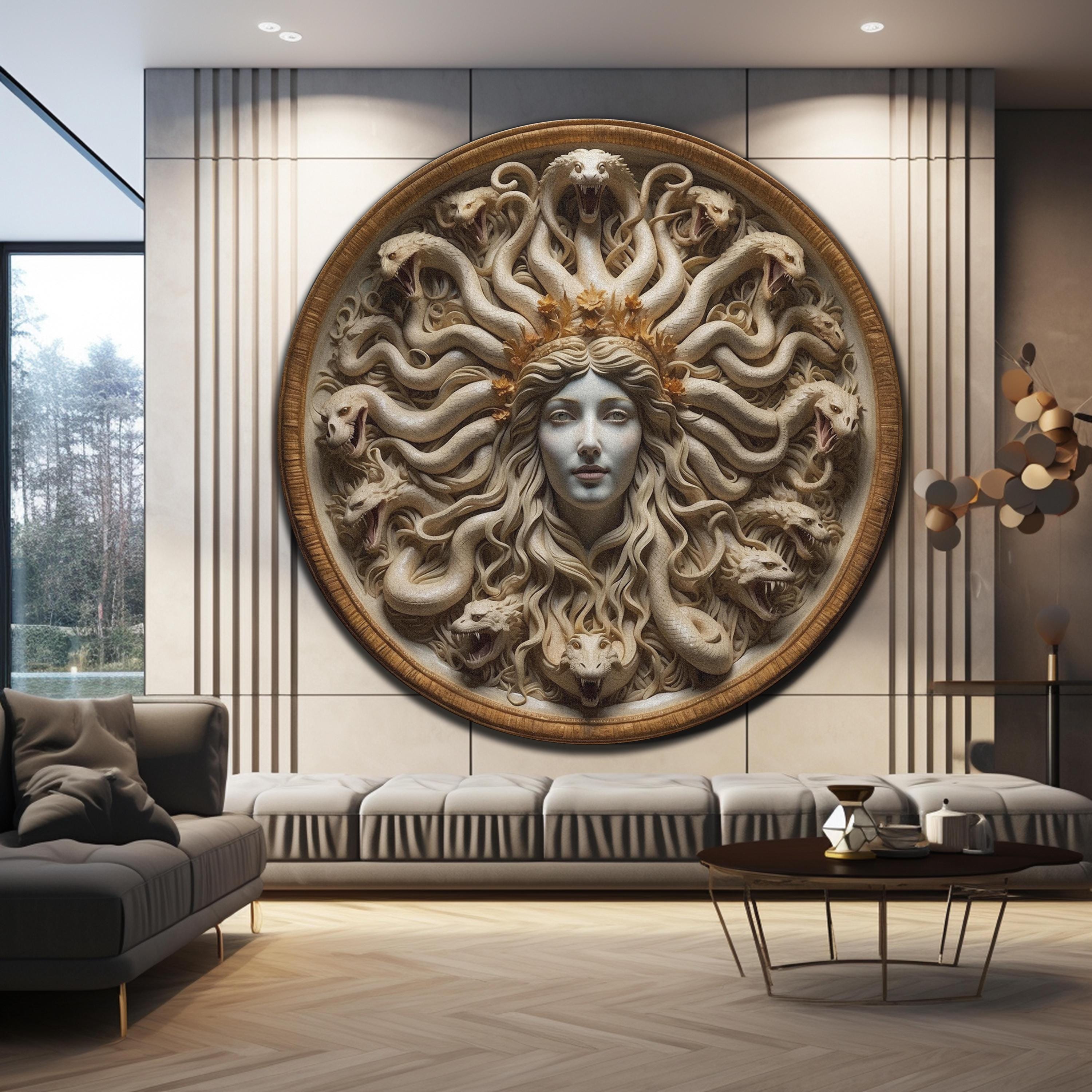 Medusa Wall Art, Round Glass Art, Tempered Glass Wall Art, Medusa Wall ...