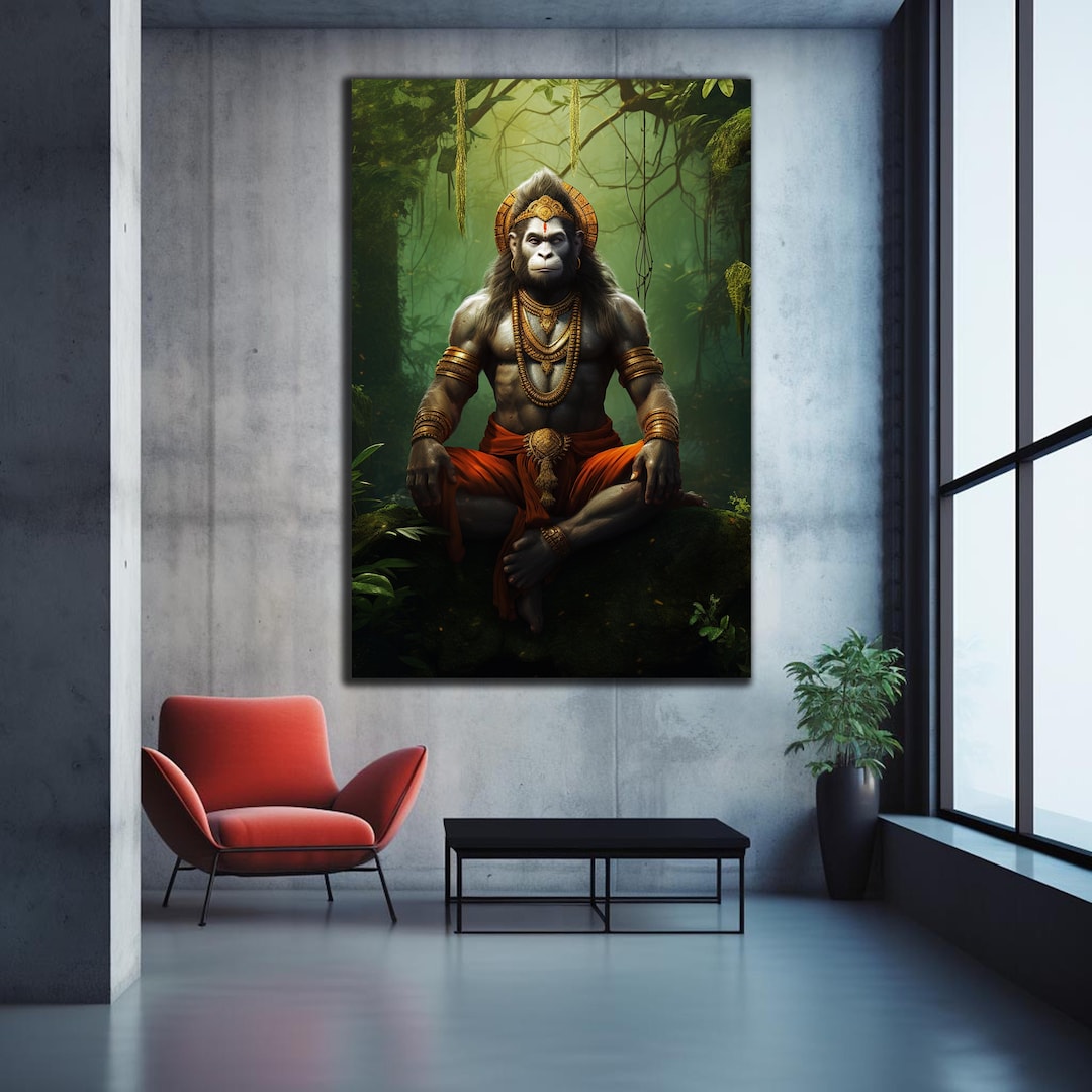 Tempered Glass Wall Art, Hanuman Wall Art, Glass Printing,large Wall ...
