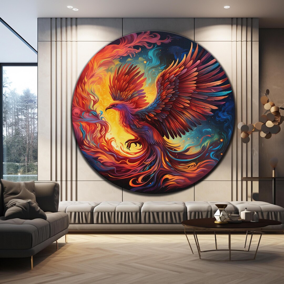 Tempered Glass Wall Art, Phoenix Wall Art, Colorful Bird Art, Glass ...