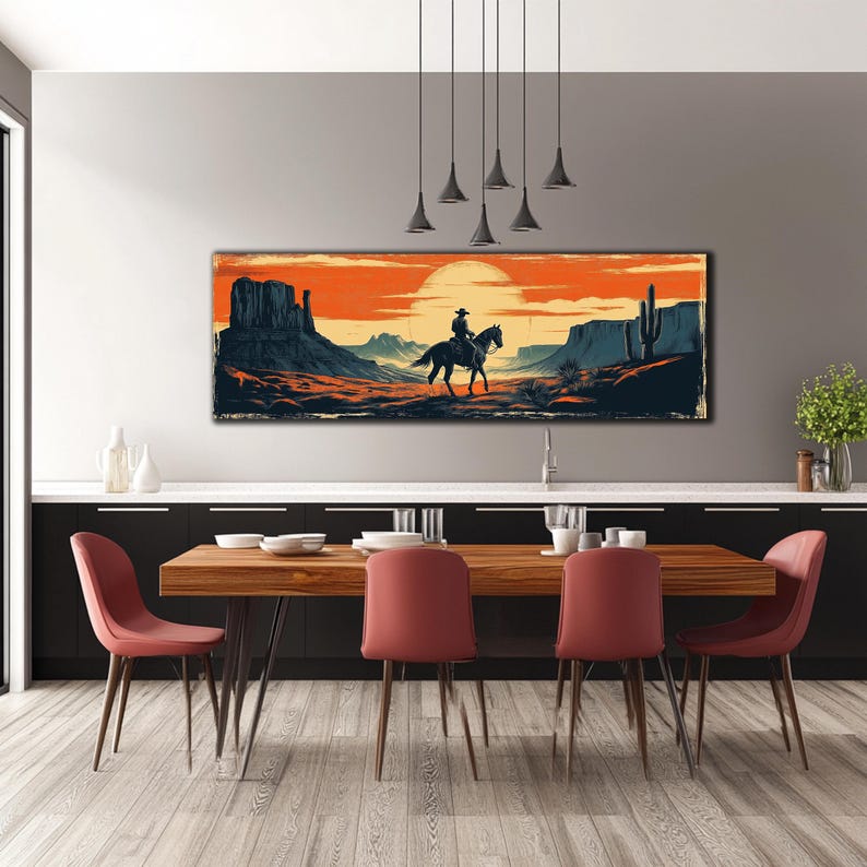 Arizona Desert Wall Art, Cowboy Wall Art, Tempered Glass Wall Art ...