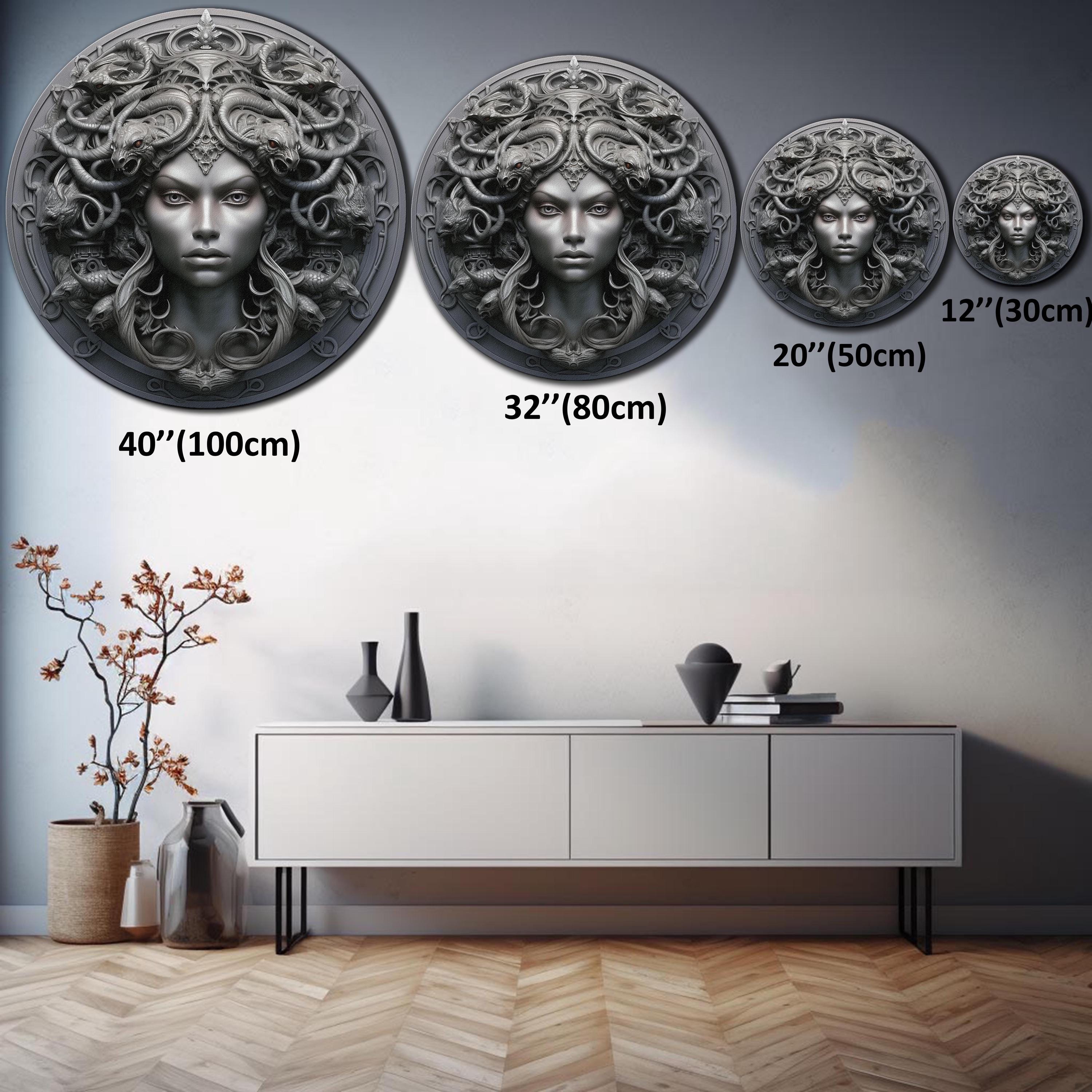 Medusa Wall Decor, Tempered Glass Wall Art, Large Wall Art,round Glass ...