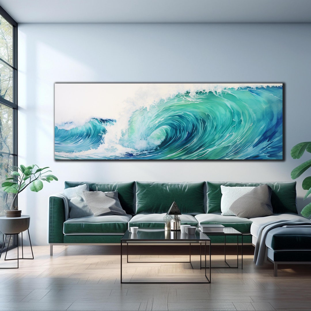 Blue Ocean Waves Wall Art, Sea Wave Wall Art, Abstract Sea Wave Wall ...