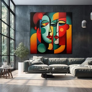 Pablo Picasso Wall Art, Lips Wall Art, Modern Stained Glass, Tempered ...