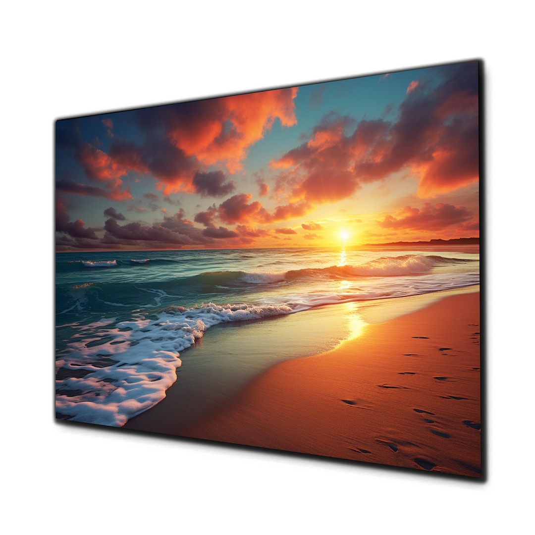 Sunset Wall Decor, Tempered Glass Wall Art, Panoramic Wall Decor, Large ...