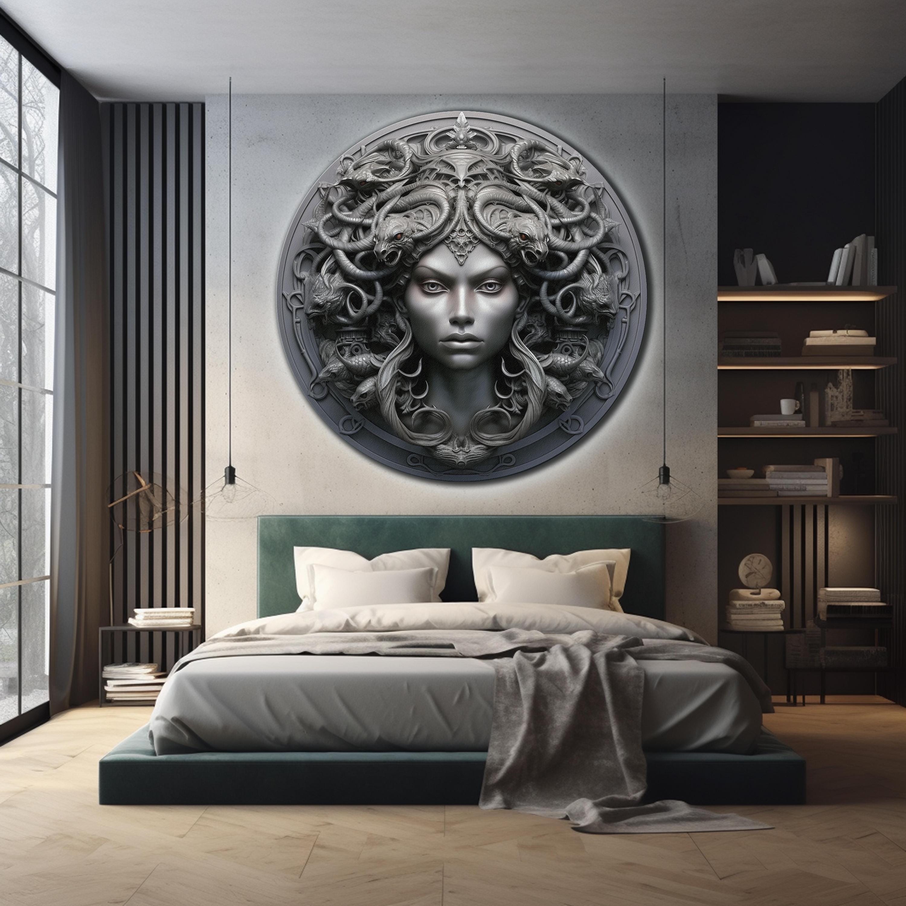 Medusa Wall Decor, Tempered Glass Wall Art, Large Wall Art,round Glass ...