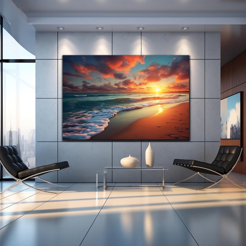 Sunset Wall Decor, Tempered Glass Wall Art, Panoramic Wall Decor, Large ...