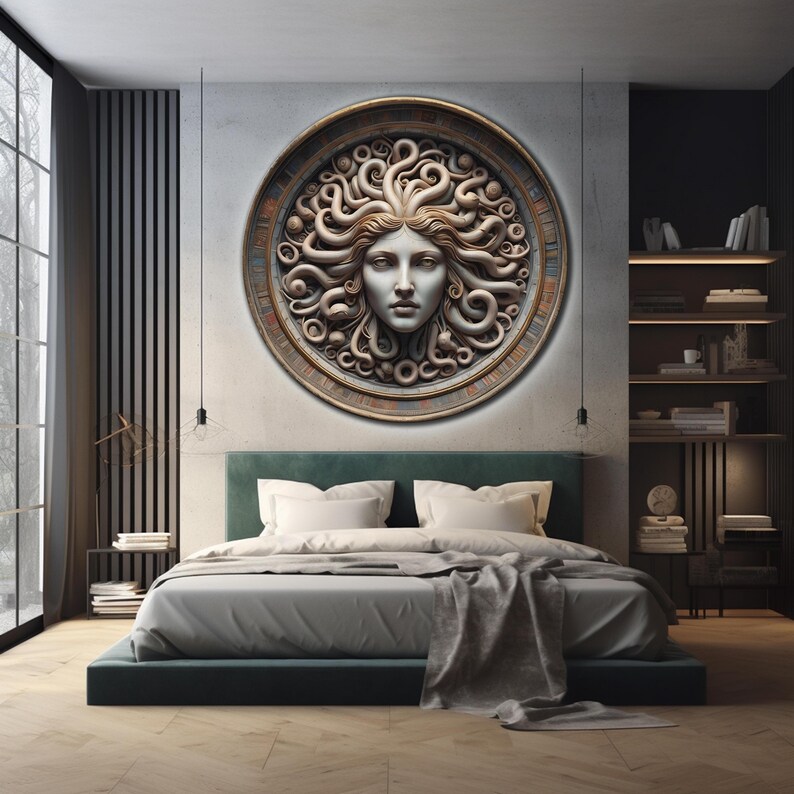 Medusa Wall Art, Round Glass Art, Tempered Glass Wall Art, Medusa Wall ...