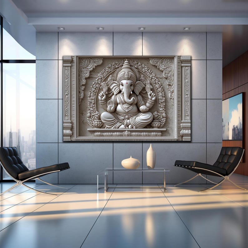 Arte de parede em vidro temperado com Ganesha, Arte de parede com ...