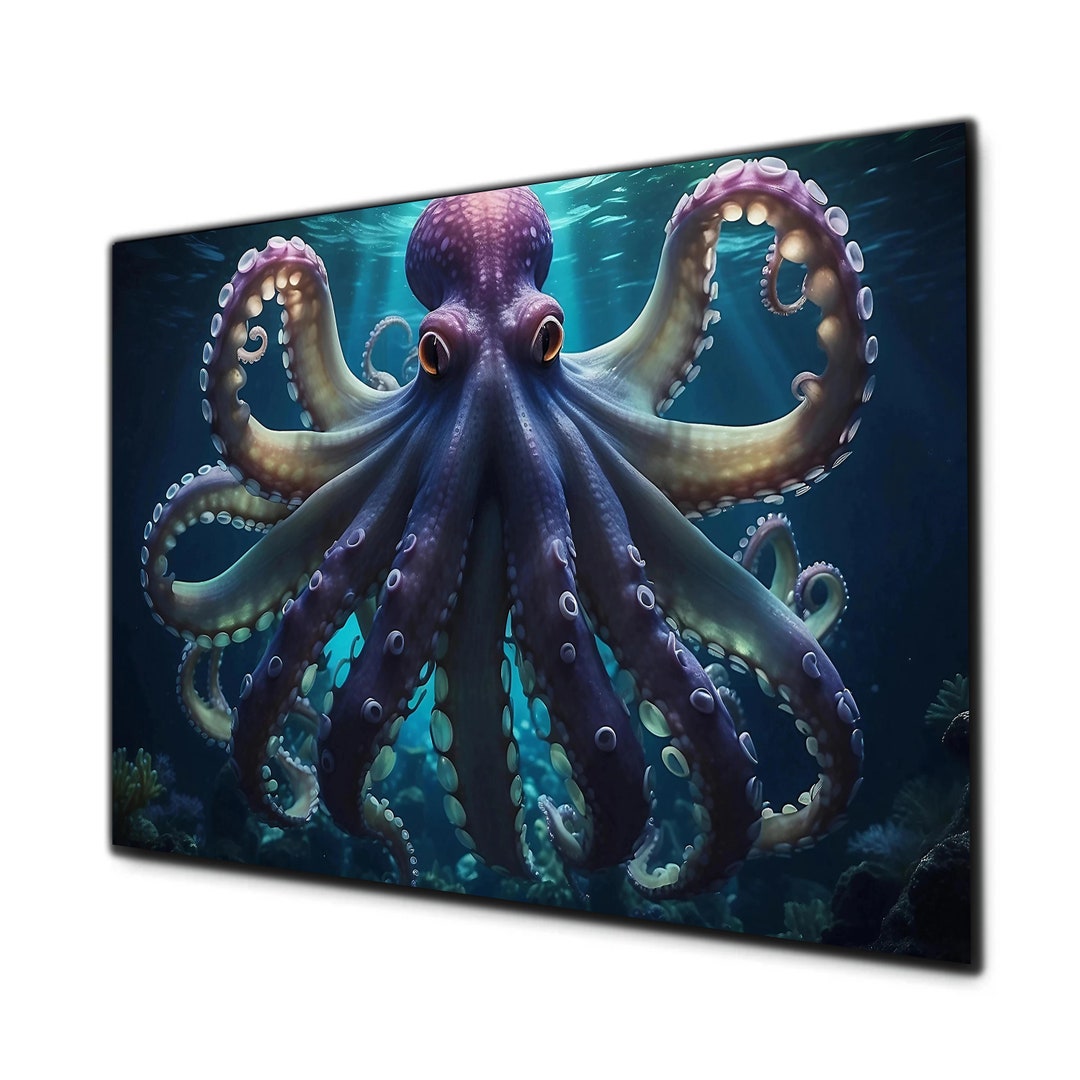 Octopus Wall Art, Glass Printing, Glass Large Wall Art, Panoramic Wall ...