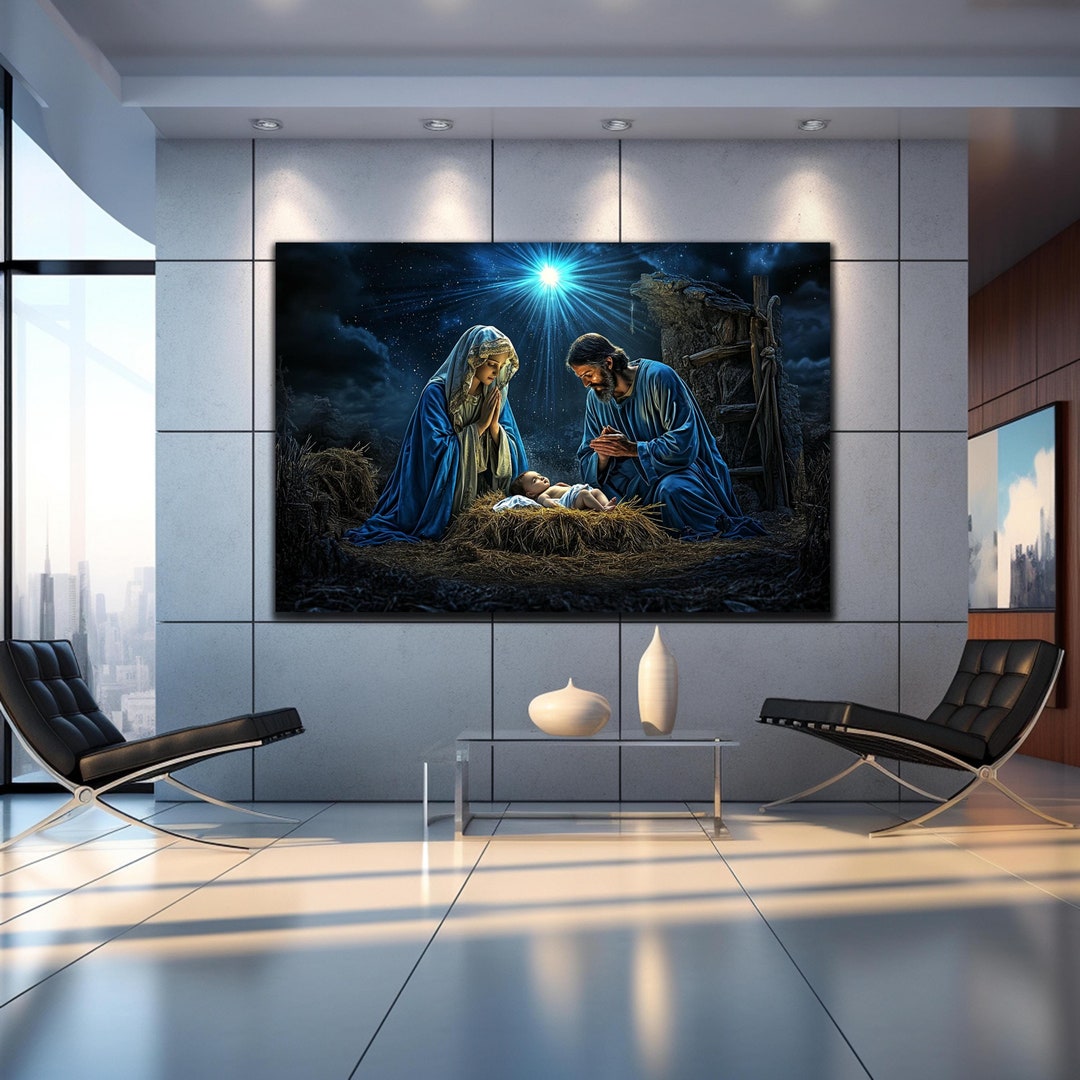 Christmas Nativity Wall Art, Tempered Glass Wall Art, Holy Family Wall ...