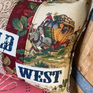 Wild West Western Style Pillow About 10"x14" Floral Cow With Modern ...