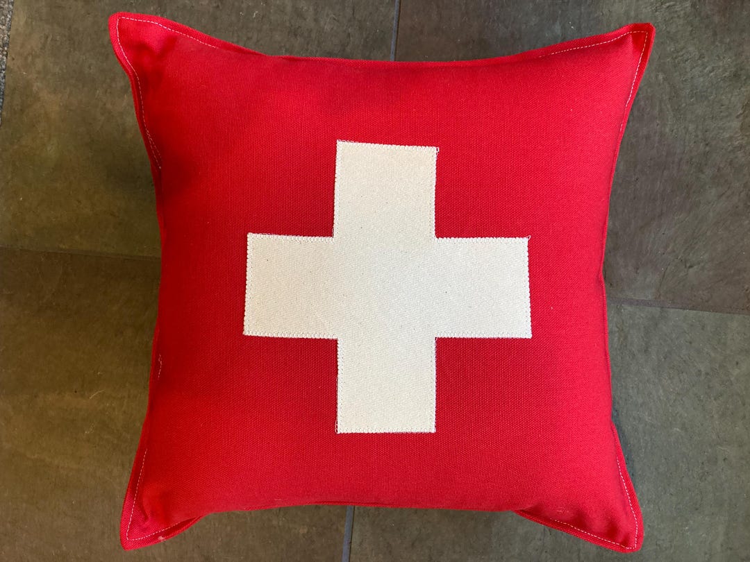 Ski Patrol First Aid Swiss Cross Army Small Accent Pillow About 12”x 12 ...