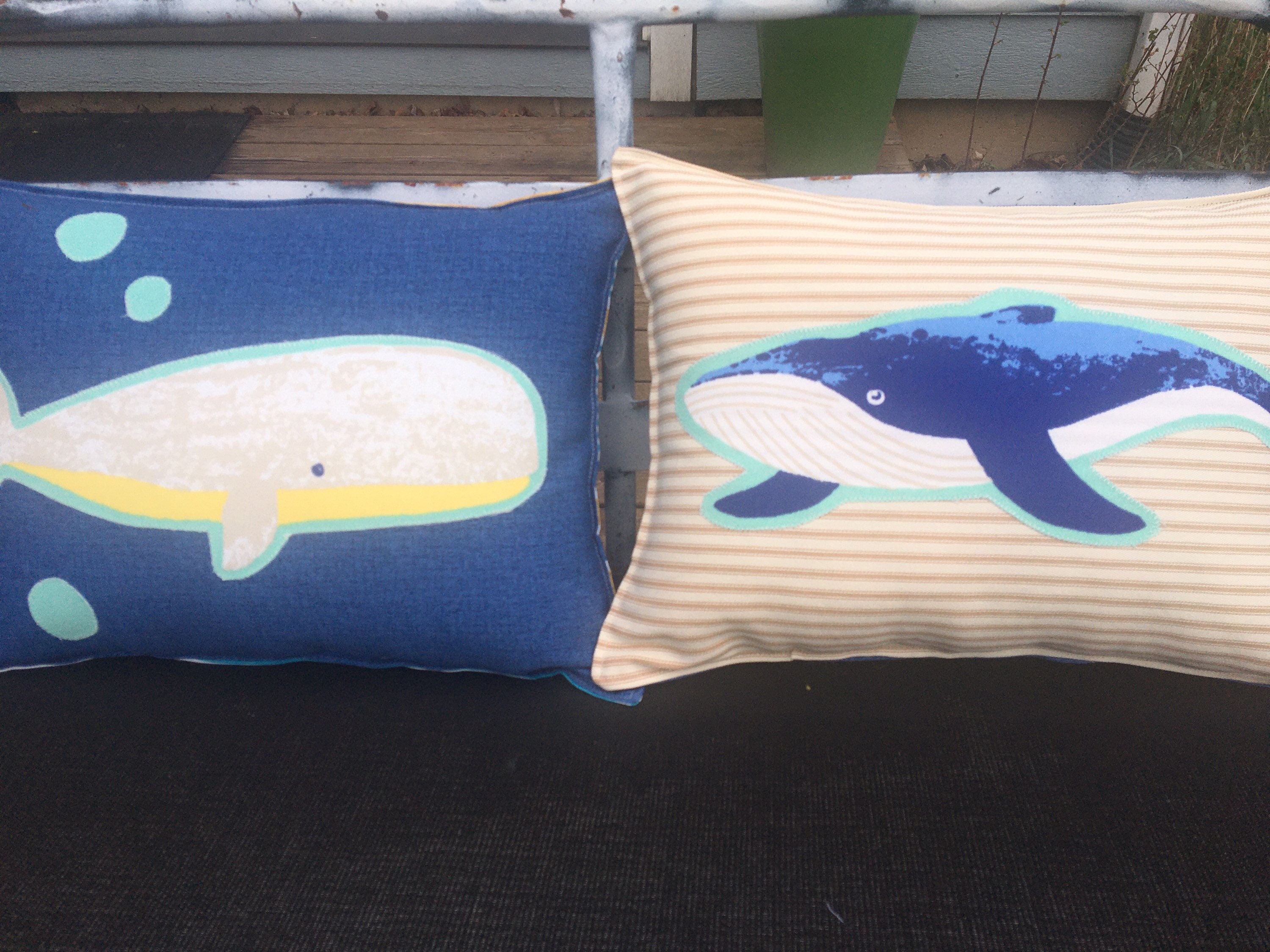Humpback Whale Beach House Pillow About 12”x 16” in Outdoor Fabric ...