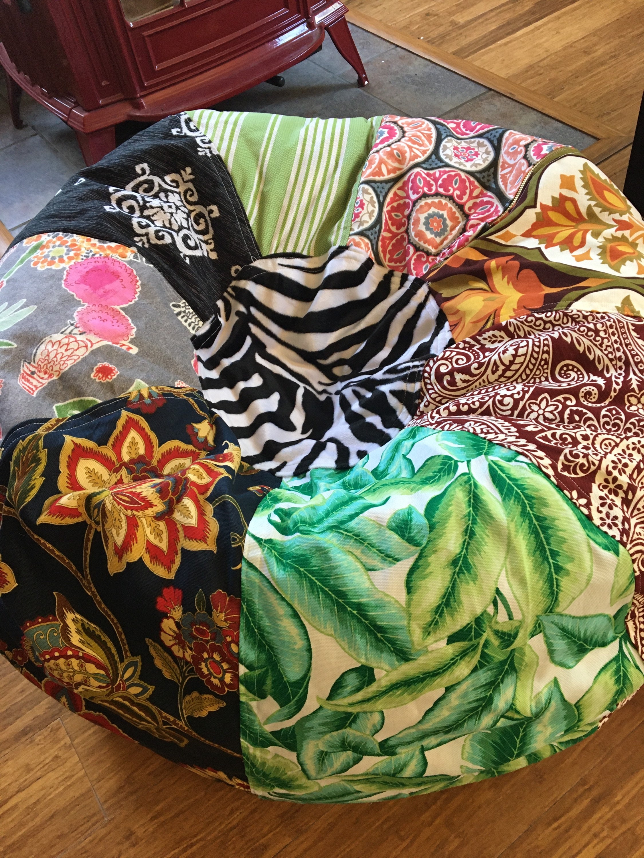 Bohemian Eclectic Floral Prints Bean Bag Chair With Cover Liner ...