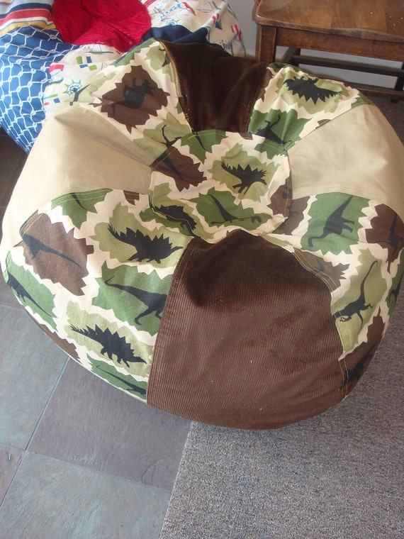 Items similar to Dinosaur Bean Bag chair green brown camo colors on Etsy