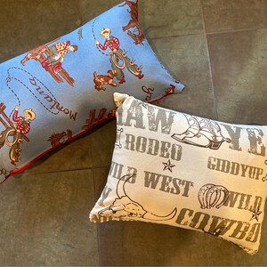 Rodeo Cowboy Wild West Vintage Style Cowboy Pillow About 10"x 17" Red ...