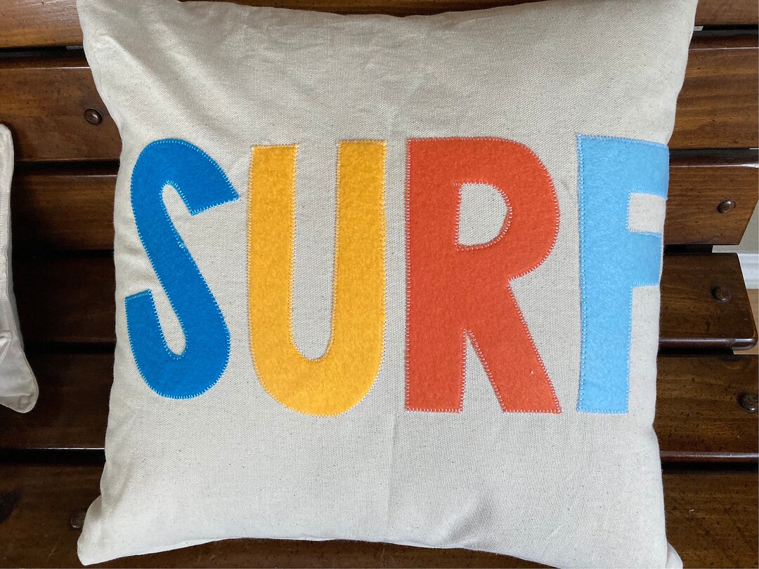 SURF Accent Pillow With Natural and Felt About 16” X 16" California ...