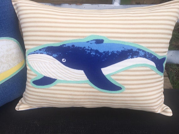 Humpback Whale Beach house pillow about 12x 16 in outdoor | Etsy