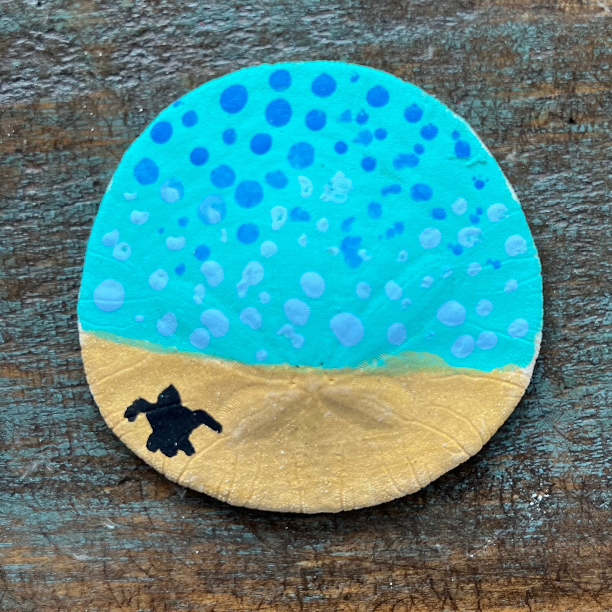 Turtle Dotted Ocean Hand-painted Sand Dollar - Etsy