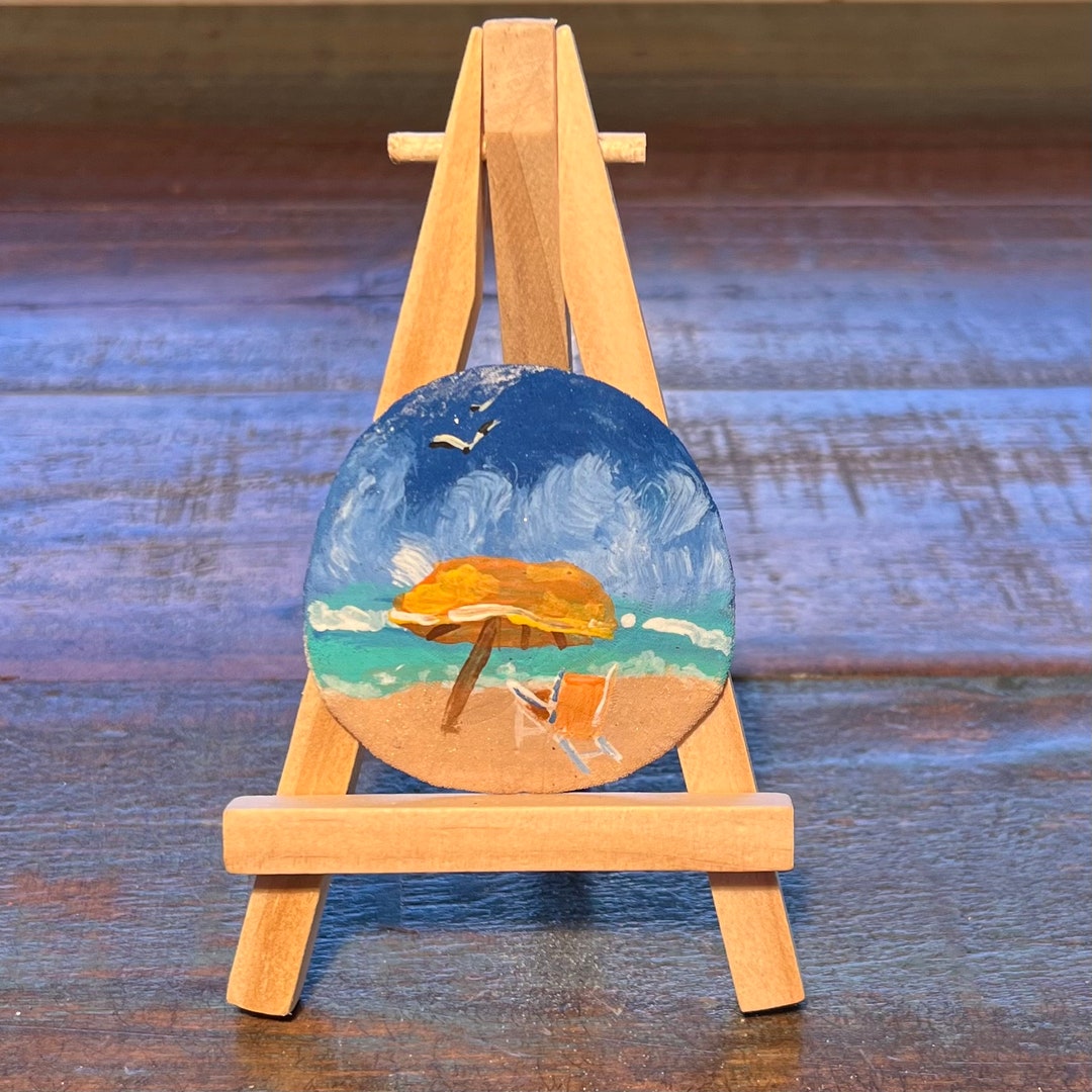 Orange Lounge Chair and Umbrella Hand-painted Sand Dollar - Etsy