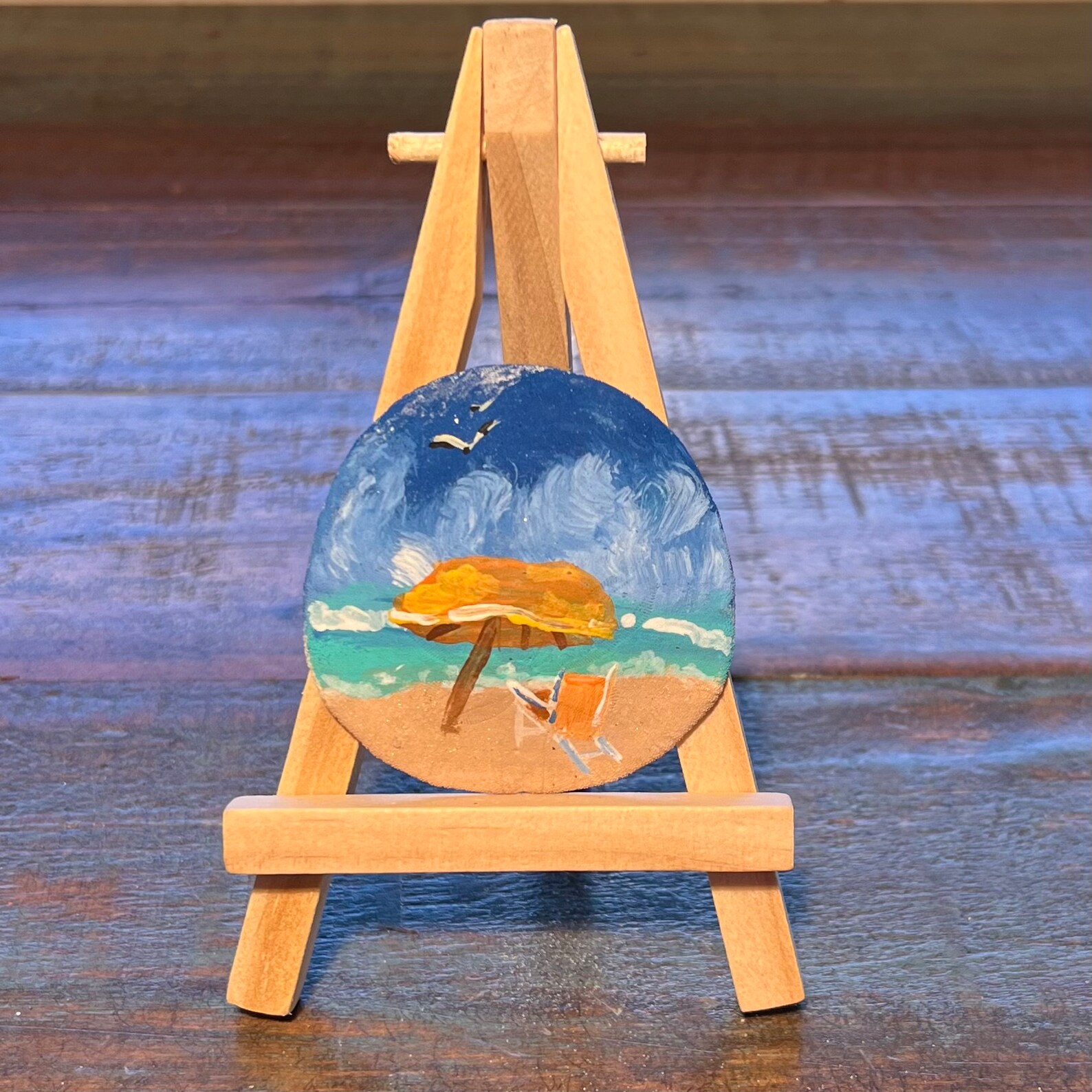 Orange Lounge Chair and Umbrella Hand-painted Sand Dollar - Etsy