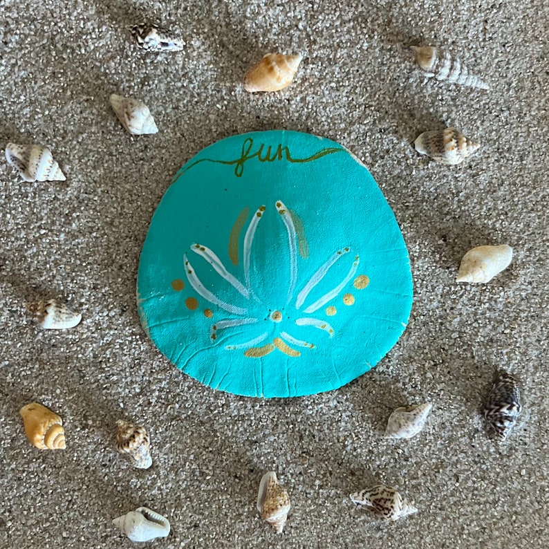 Teal Hand-painted Sand Dollar - Etsy