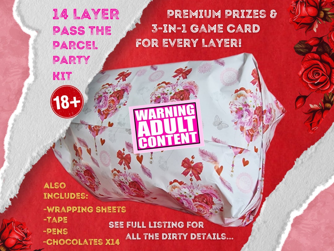 Deluxe Adult Pass the Parcel Kit With X Rated 3-in-1 Game Cards Hen Do ...