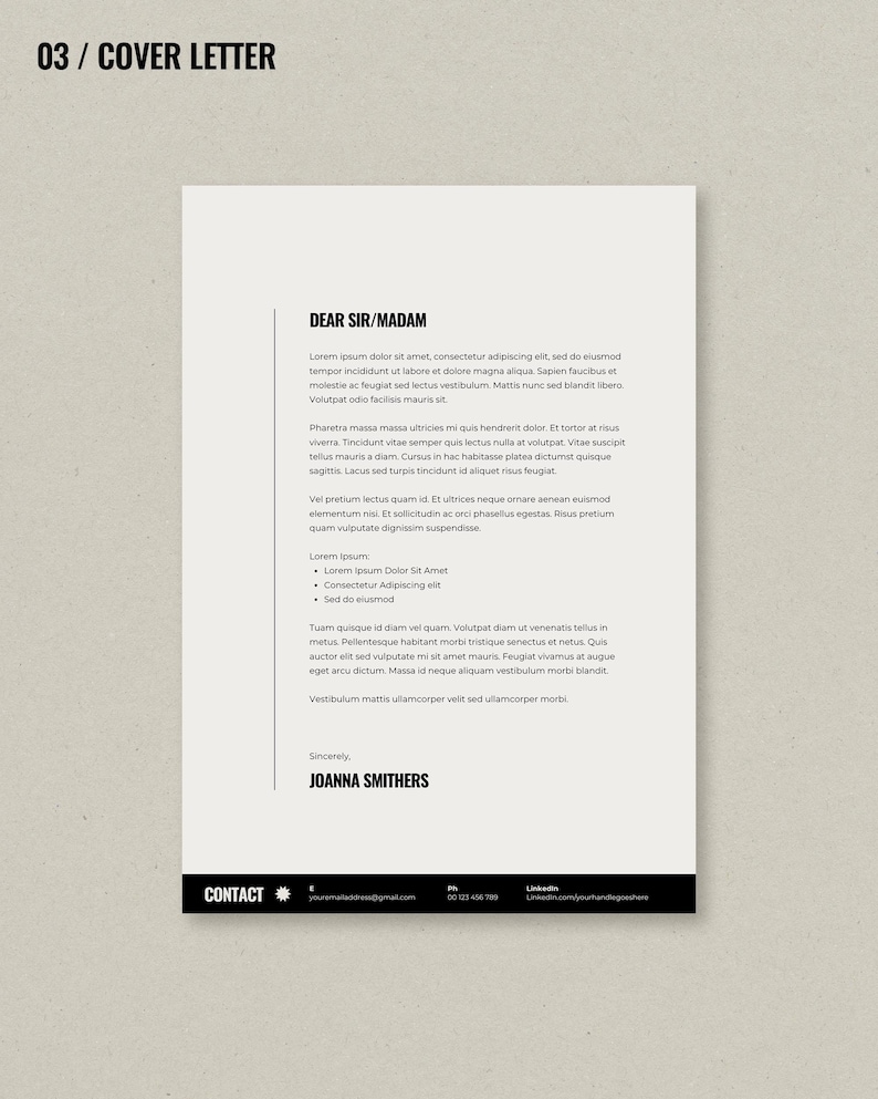 Resume CV Template: Modern Bold Mono • Canva & Microsoft Word • Instant ...