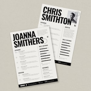 Resume CV Template: Modern Bold Mono • Canva & Microsoft Word • Instant ...