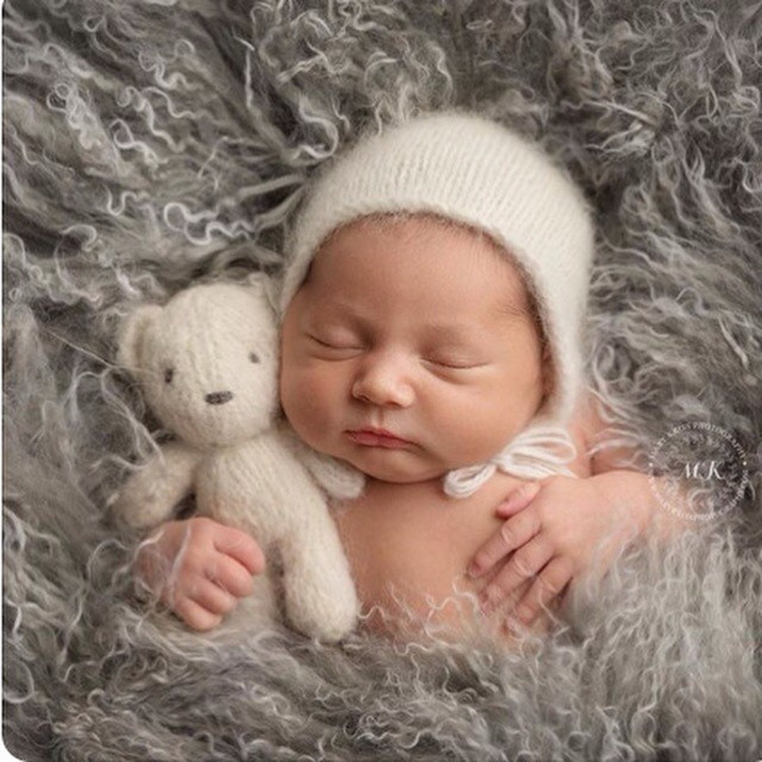 Hand Knit Small Fluffy Teddy Bear Newborn Photography Prop - Etsy UK
