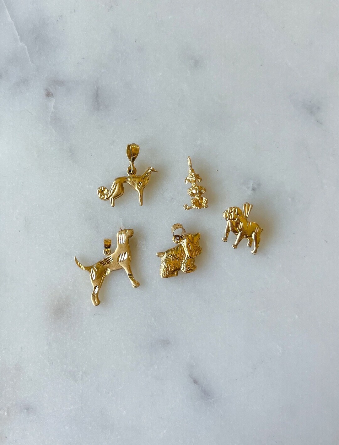 Vintage Dog Charms 14k Yellow Gold Hound, Retriever, Poodle, Cocker ...