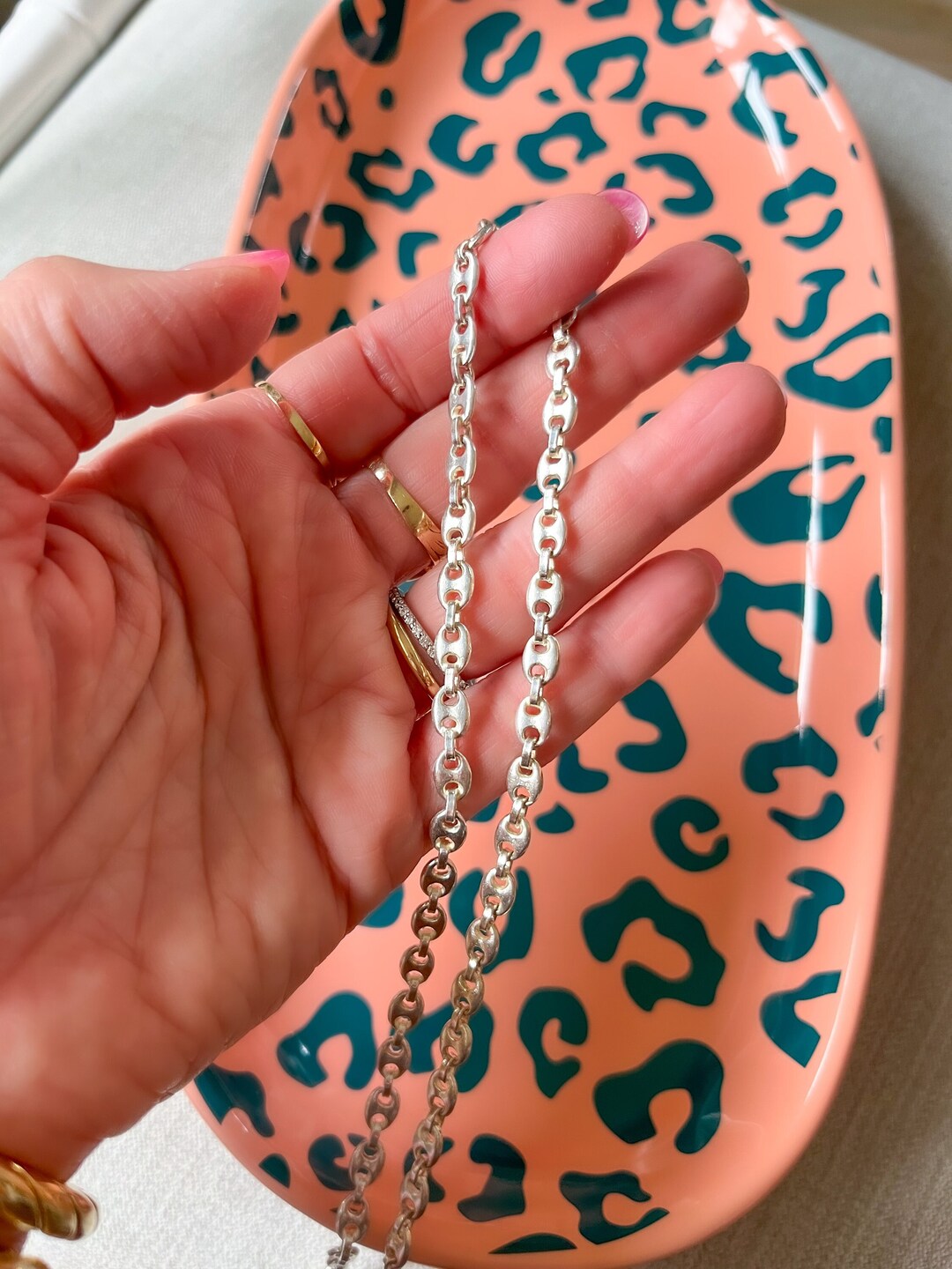 Vintage Gucci Style Sterling Silver Puffed Anchor Mariner Link Chain ...