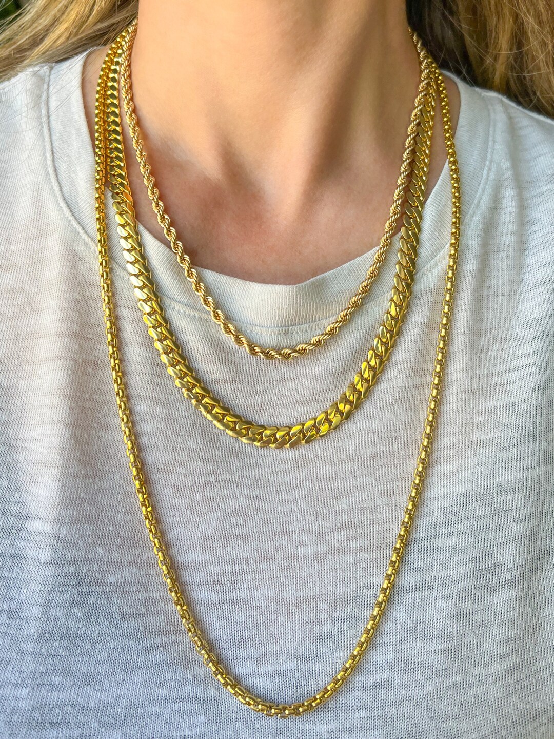 Various 10k and 14k Yellow Gold Chains Rope, Curb and Square Rolo - Etsy